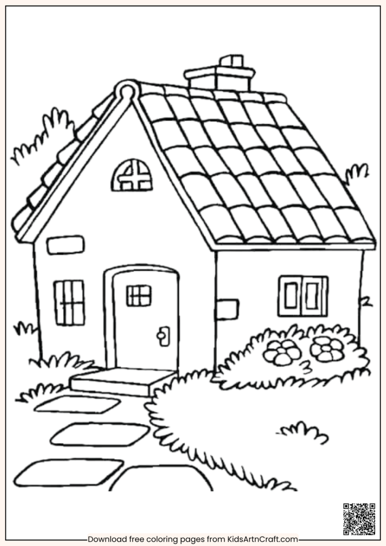 Beautiful House Coloring Page Worksheets For Kids - Kids Art & Craft