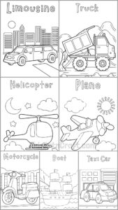 Beautiful Vehicles Coloring Worksheet - Free Printable for Kids - Kids ...