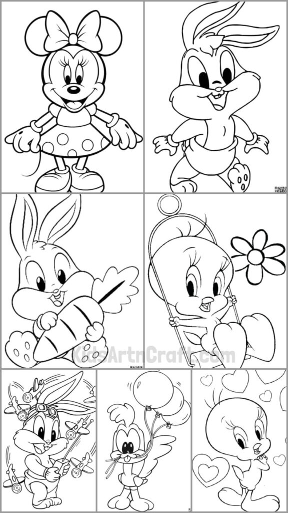 Creative Cartoon Character Coloring Pages Worksheet For Kids - Kids Art ...