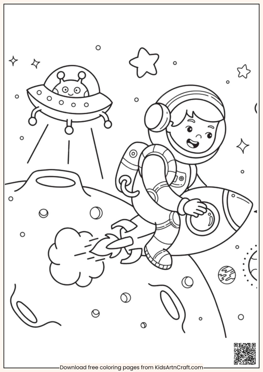 Space Themed Coloring Pages For Kids - Kids Art & Craft