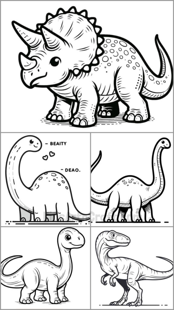 Dinosaur Coloring Pages For Kids - Free Worksheet Printables - Kids Art ...