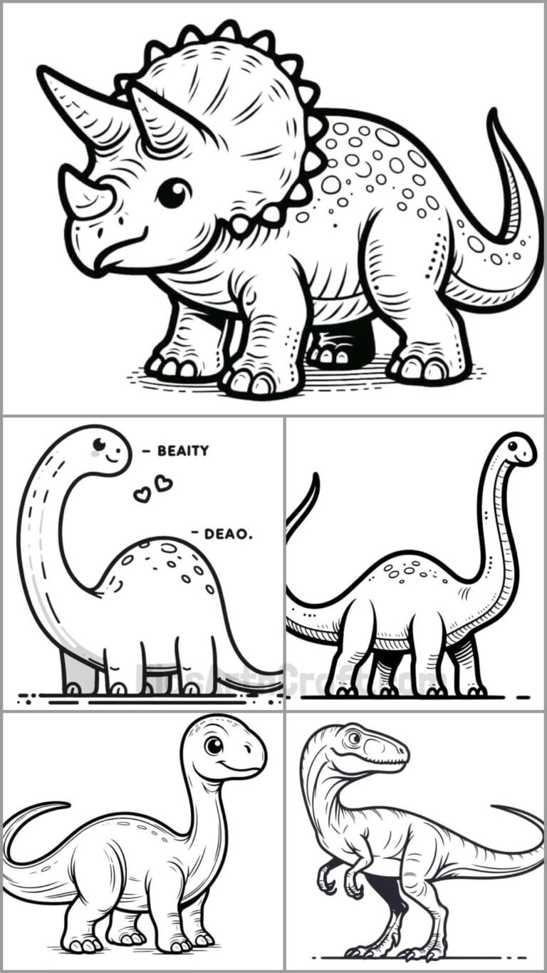 Dinosaur Coloring Pages For Kids - Free Worksheet Printables - Kids Art ...