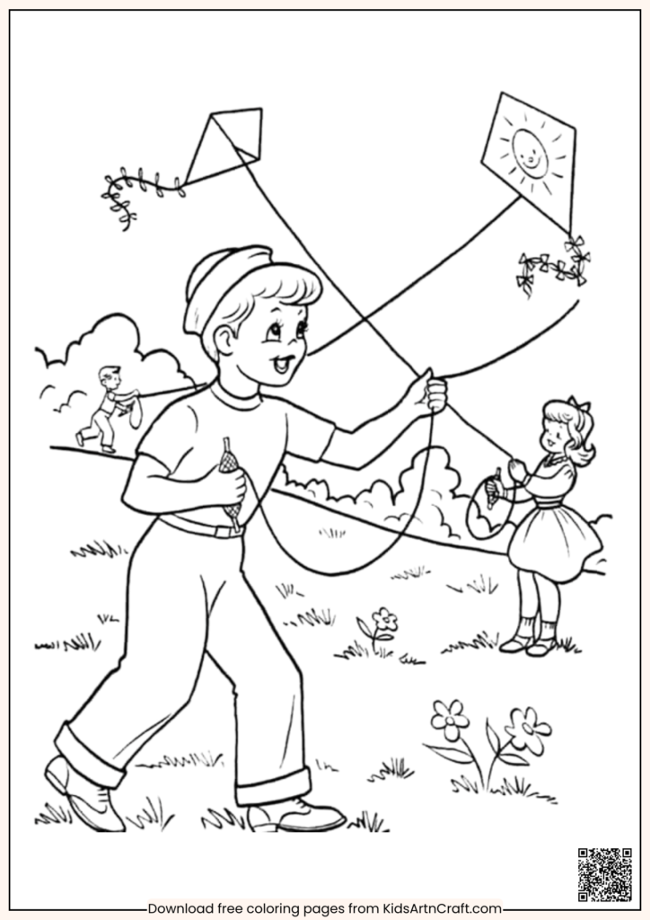 Outdoor Kids Activities Coloring Page For Kids - Kids Art & Craft