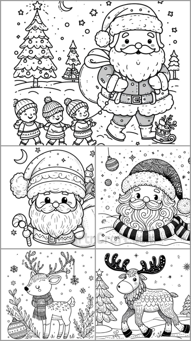 Festive Christmas Coloring Page Worksheets for Kids - Kids Art & Craft