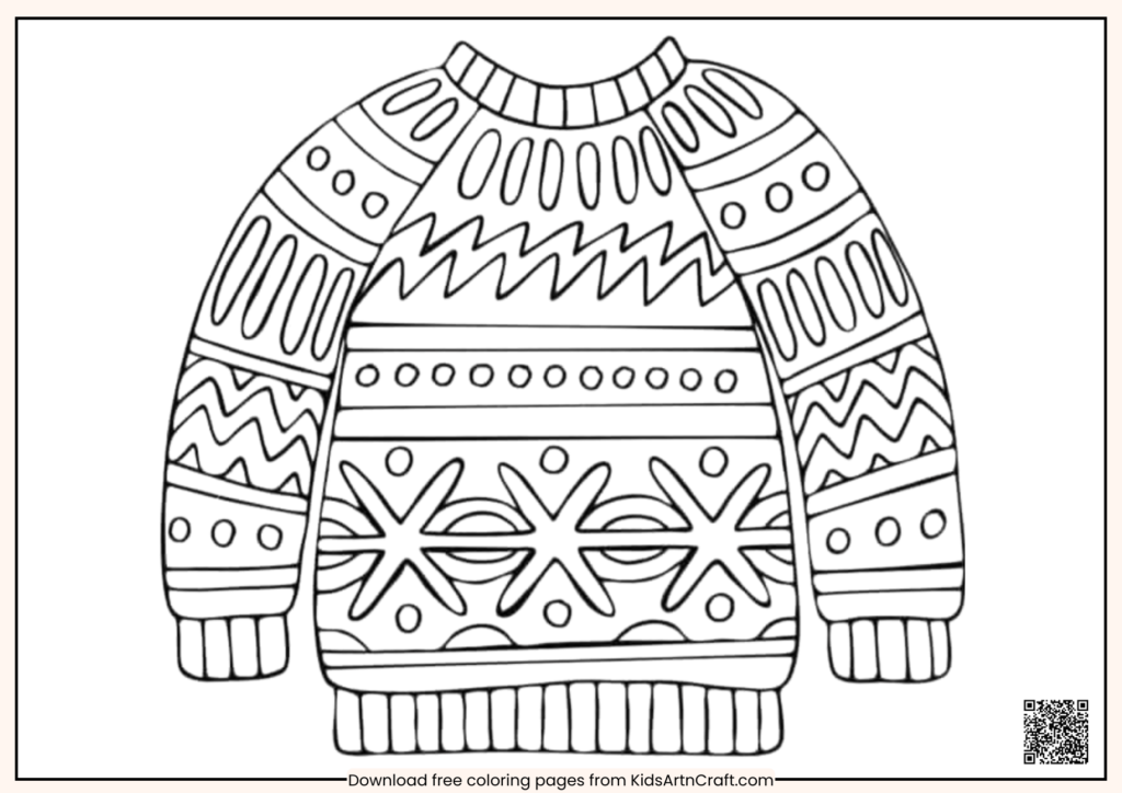 Festive Christmas Sweater Coloring Pages For Kids - Kids Art & Craft