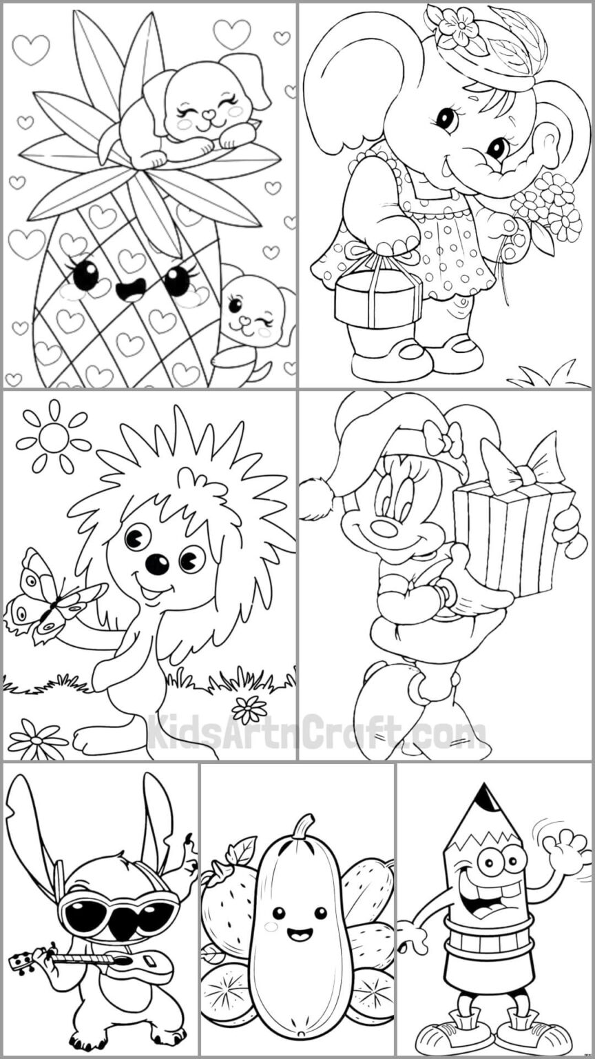 Kids’ Cartoon Character Coloring Worksheets - Free and Printable - Kids ...