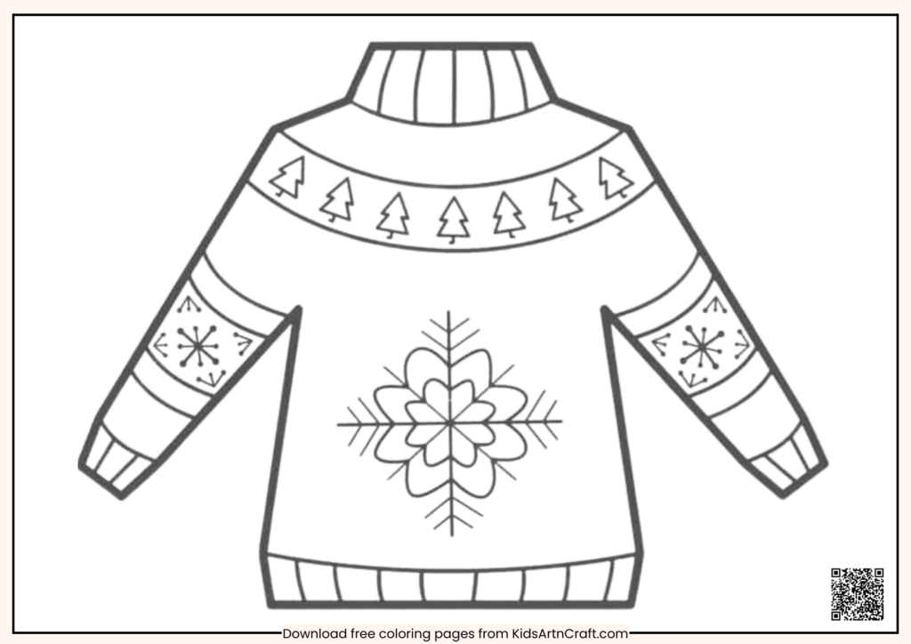 Festive Christmas Sweater Coloring Pages For Kids - Kids Art & Craft