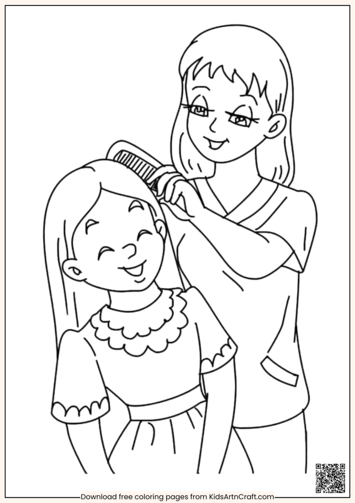 Mom & Child Love Coloring Pages For Kids - Free Printable - Kids Art ...