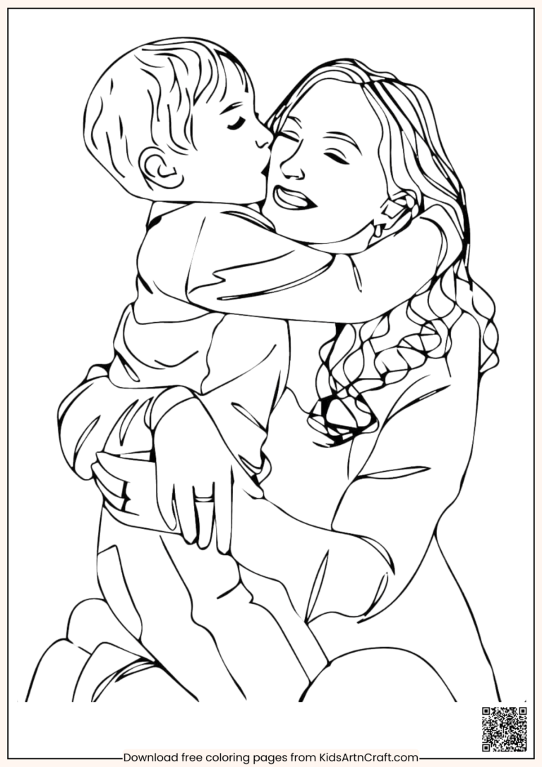 Mom & Child Love Coloring Pages For Kids - Free Printable - Kids Art ...