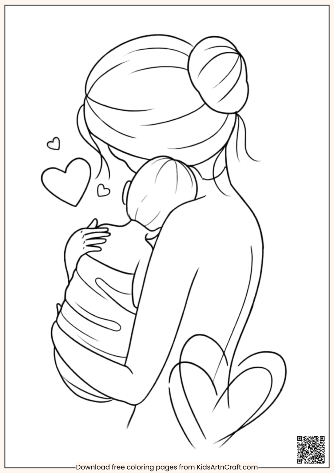 Mom & Child Love Coloring Pages For Kids - Free Printable - Kids Art ...