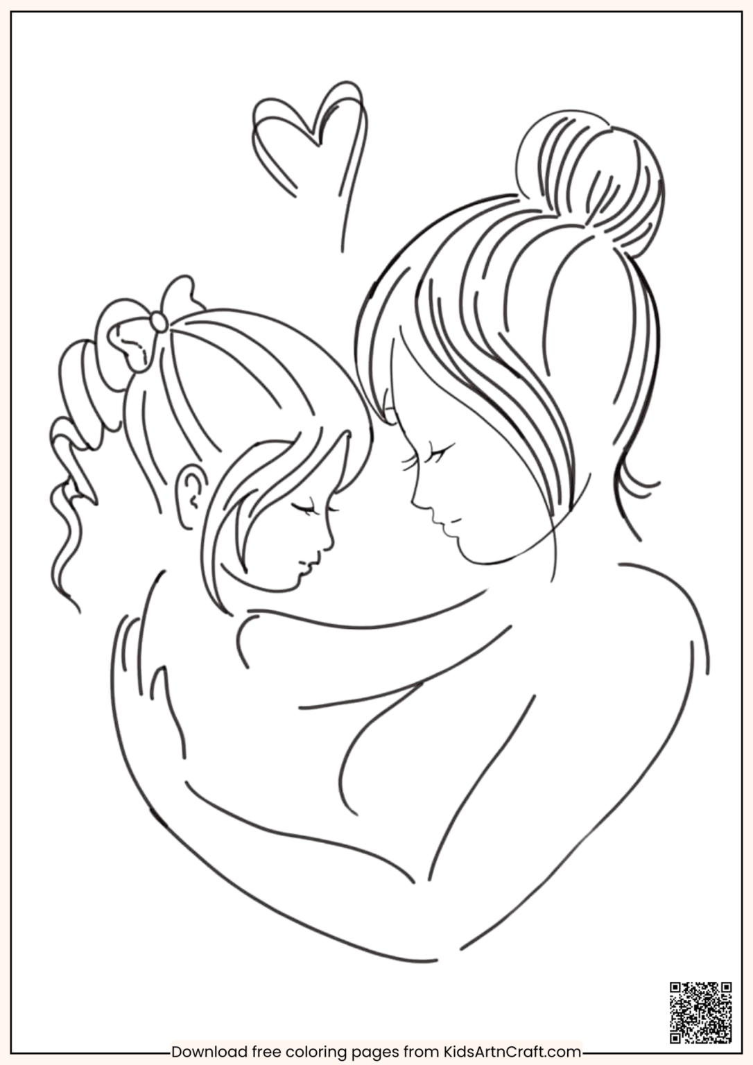 Mom & Child Love Coloring Pages For Kids - Free Printable - Kids Art ...