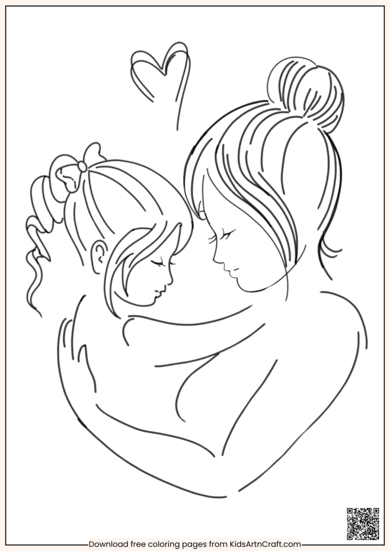 Mom & Child Love Coloring Pages For Kids - Free Printable - Kids Art ...