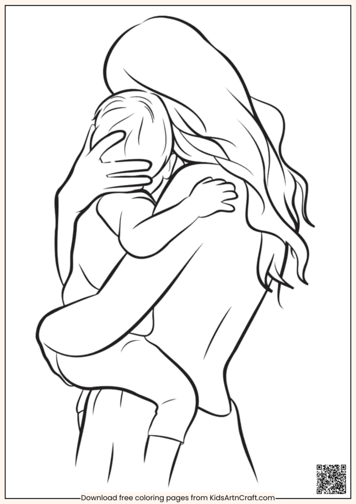 Mom & Child Love Coloring Pages For Kids - Free Printable - Kids Art ...