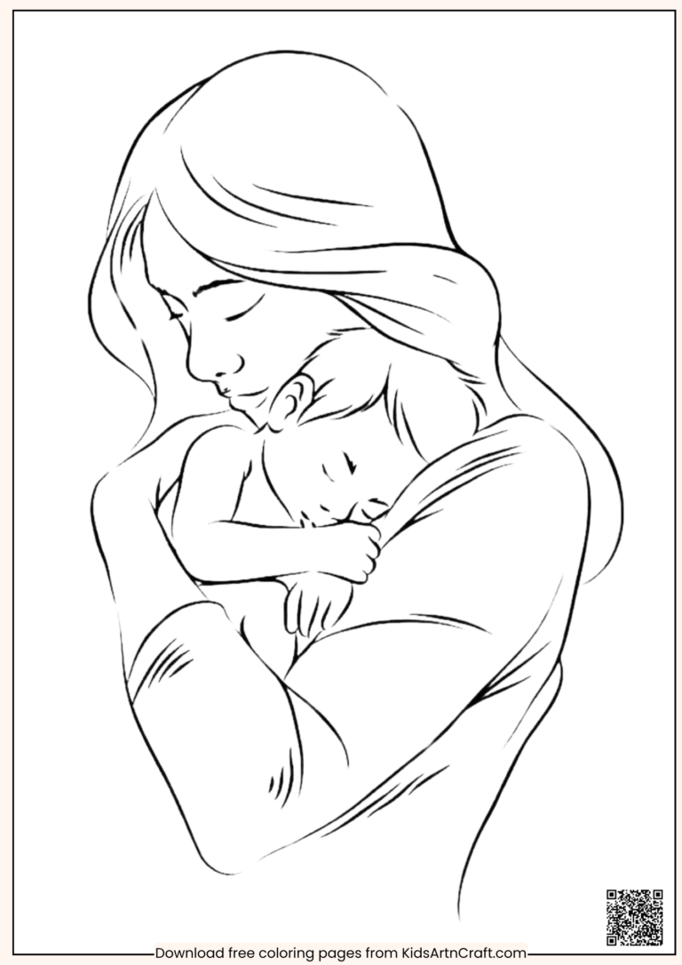 Mom & Child Love Coloring Pages For Kids - Free Printable - Kids Art ...