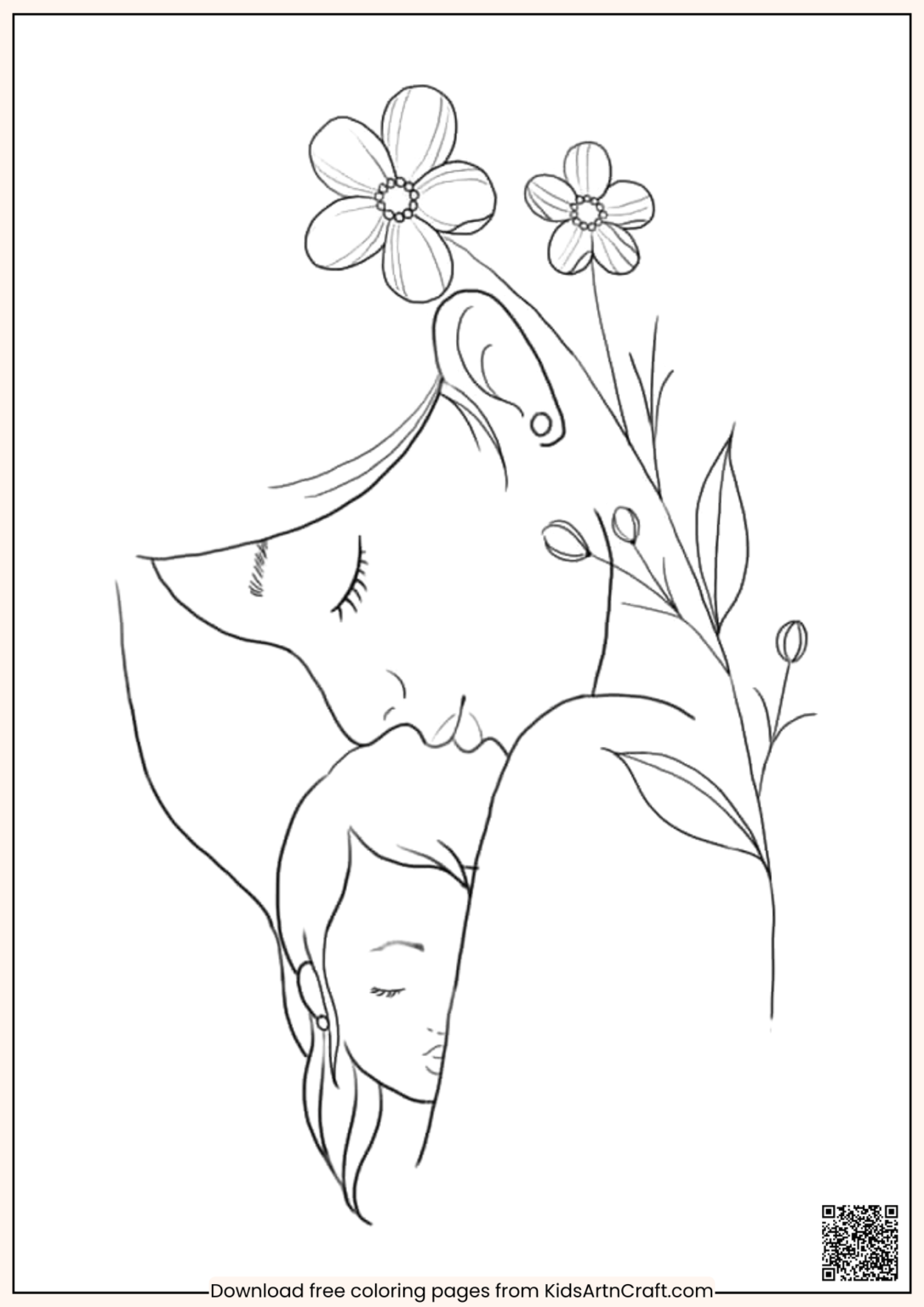 Mom & Child Love Coloring Pages For Kids - Free Printable - Kids Art ...