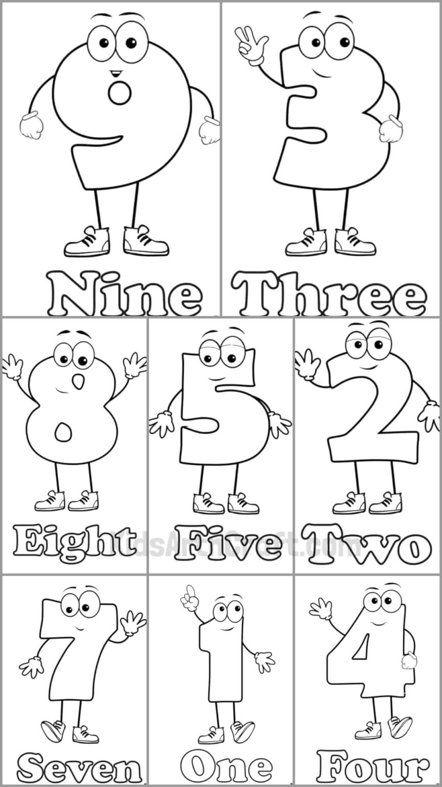 Number Coloring Pages 1 to 10 Worksheets for Preschool Kids - Kids Art ...