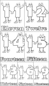 Number Coloring Pages 11 to 20 Worksheets for Preschool Kids - Kids Art ...