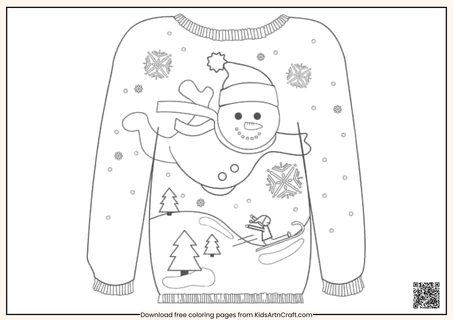 Festive Christmas Sweater Coloring Pages For Kids - Kids Art & Craft