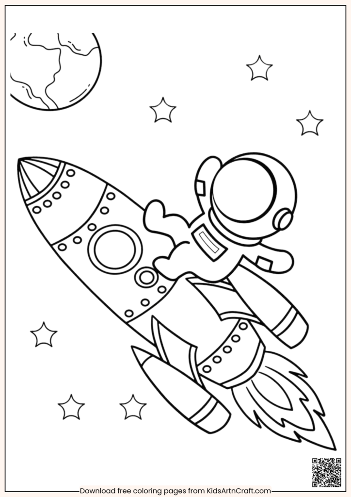 Space Themed Coloring Pages For Kids - Kids Art & Craft