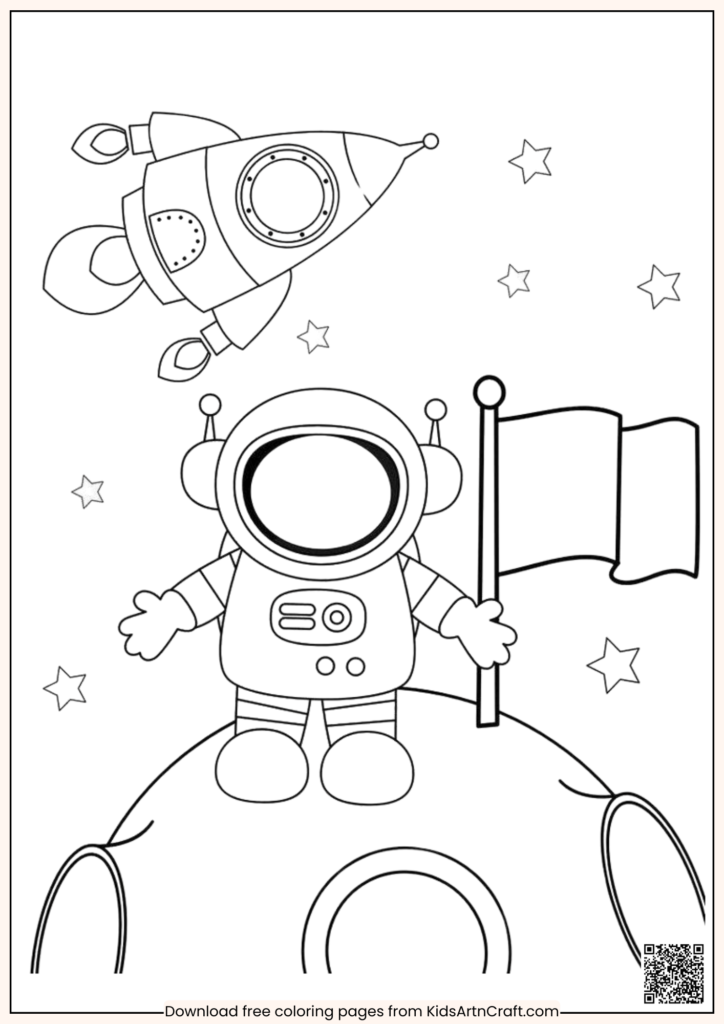 Space Themed Coloring Pages For Kids - Kids Art & Craft