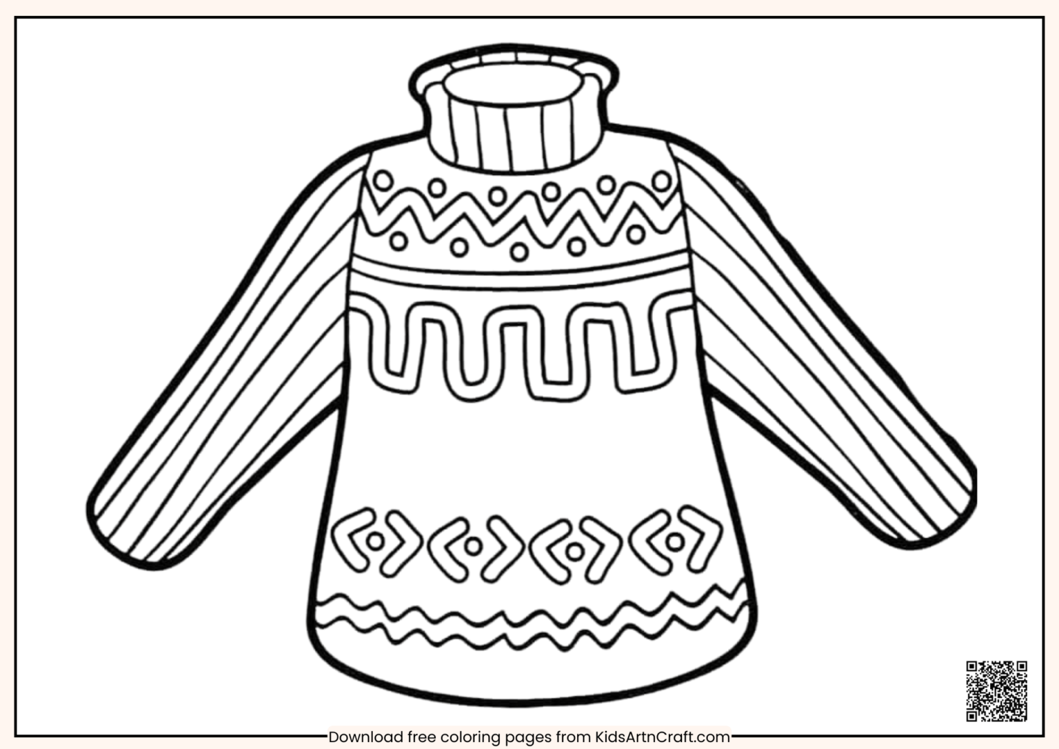 Festive Christmas Sweater Coloring Pages For Kids - Kids Art & Craft