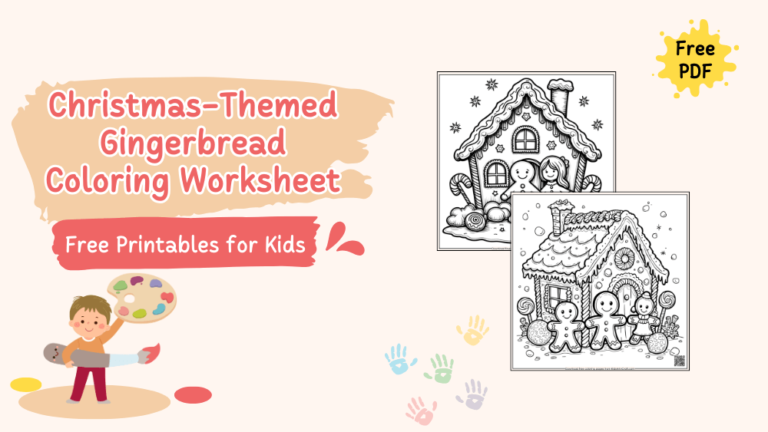 Christmas-Themed Gingerbread Coloring Worksheet for Kids - Kids Art & Craft