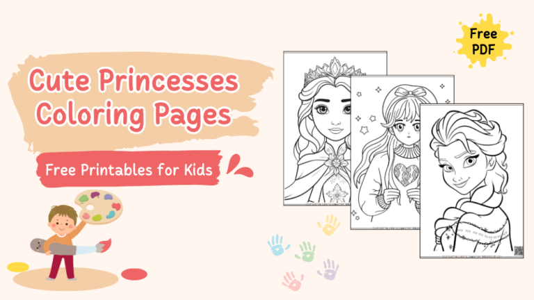 Cute Princesses Coloring Pages For Children - Free Worksheet Printable ...