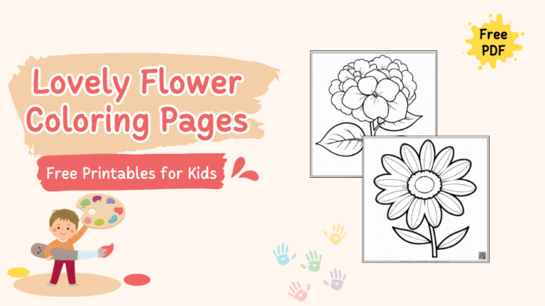 Lovely Flower Coloring Page Worksheet for Children - Free Printable ...