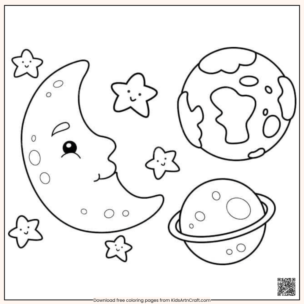 Outer Space Coloring Pages For Kids - Kids Art & Craft