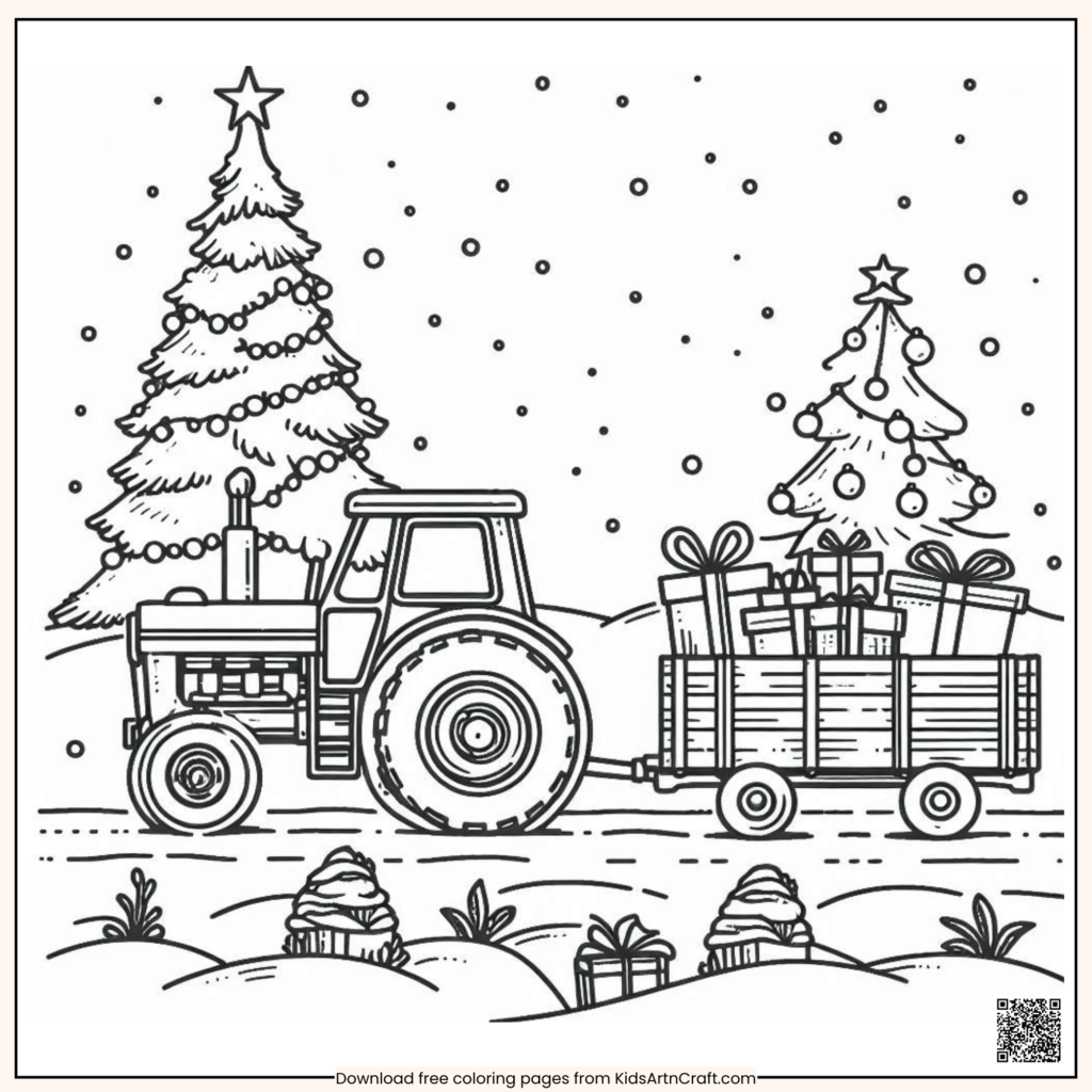 Celebrate Christmas Spirit with a Farm Theme Coloring Page for Kids ...