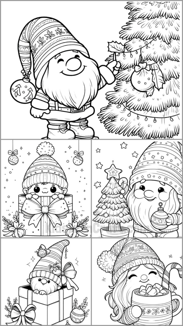 Adorable Gnome Coloring Pages Spreading Christmas Joy for Kids - Kids ...