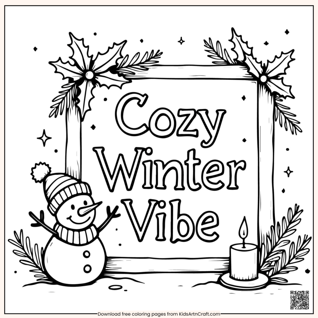 Cozy Winter Vibe Coloring Pages For Kids - Kids Art & Craft