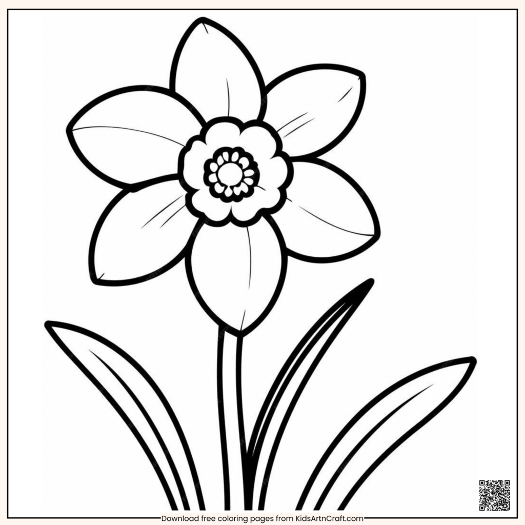 Lovely Flower Coloring Page Worksheet for Children - Free Printable ...