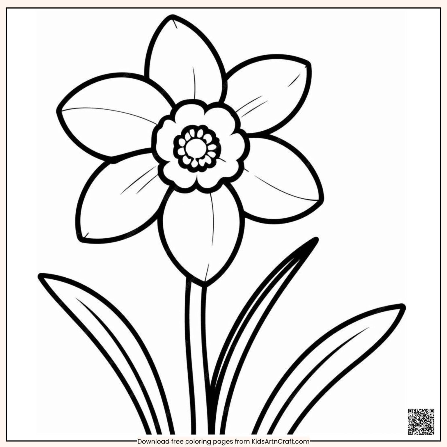 Lovely Flower Coloring Page Worksheet for Children - Free Printable ...