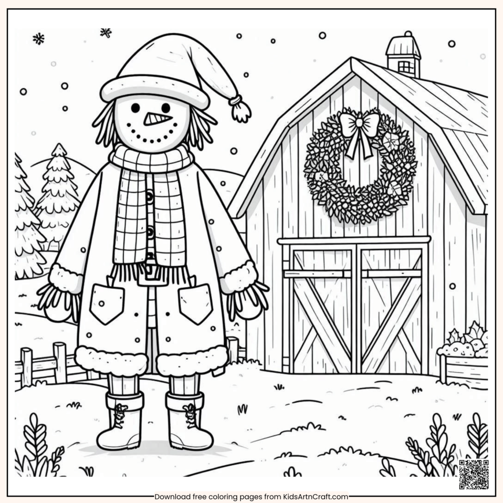 Celebrate Christmas Spirit with a Farm Theme Coloring Page for Kids ...