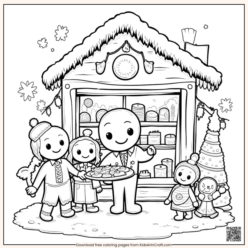 Christmas-Themed Gingerbread Coloring Worksheet for Kids - Kids Art & Craft