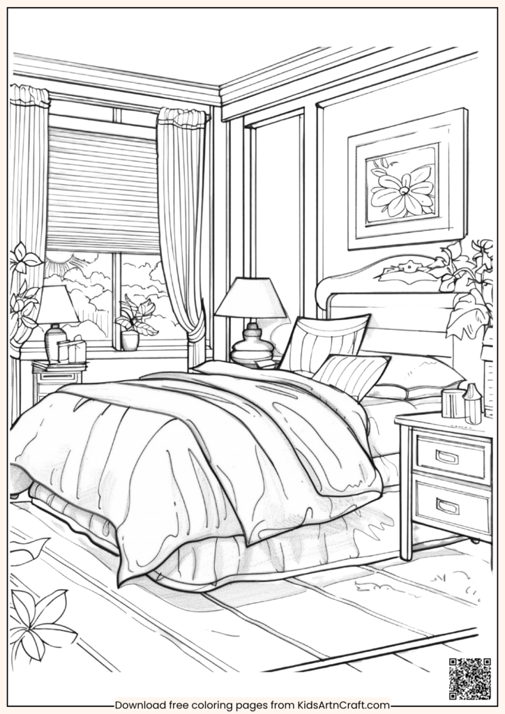 Room Coloring Pages For Kids With Parents - Kids Art & Craft