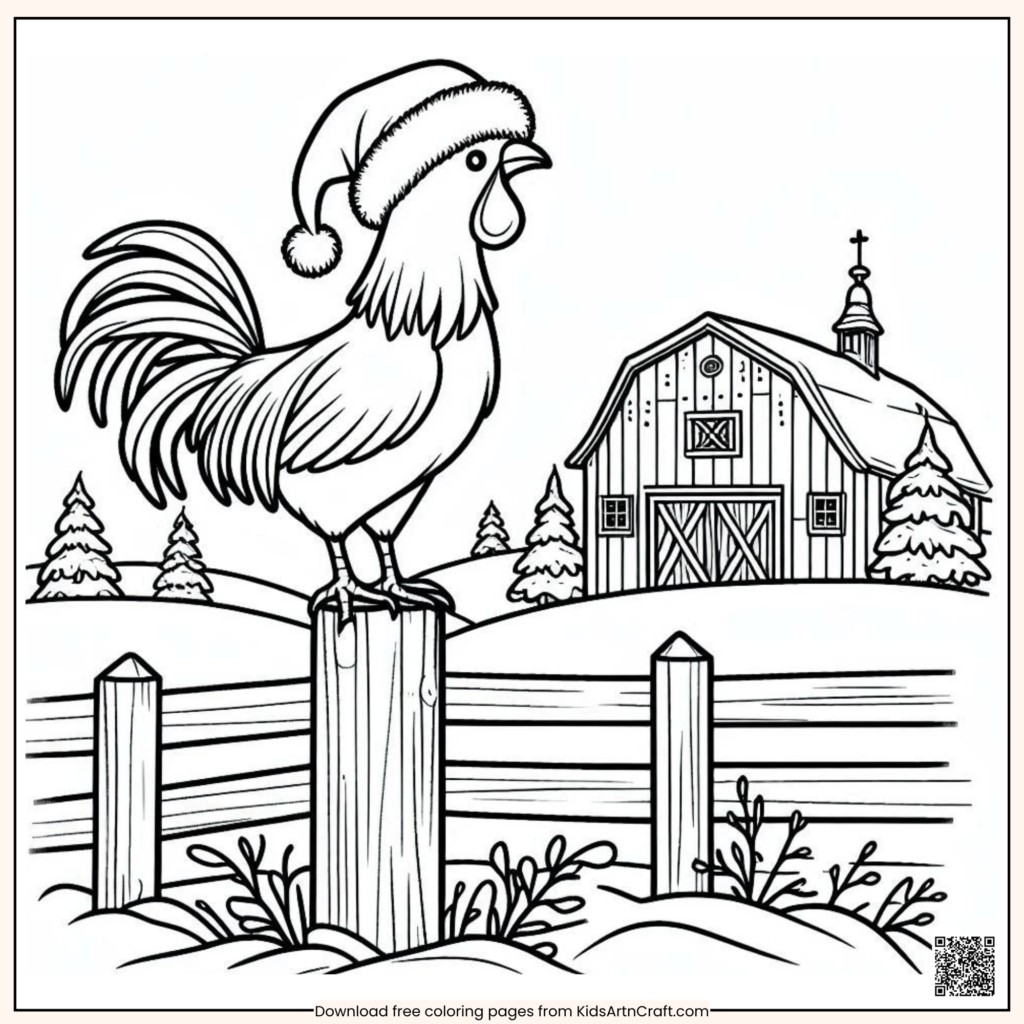 Celebrate Christmas Spirit with a Farm Theme Coloring Page for Kids ...