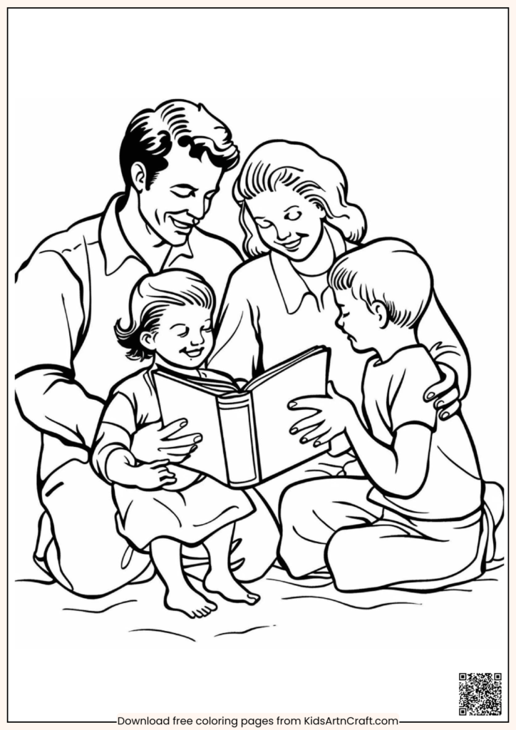 Family Coloring Page Worksheets For Kids - Kids Art & Craft
