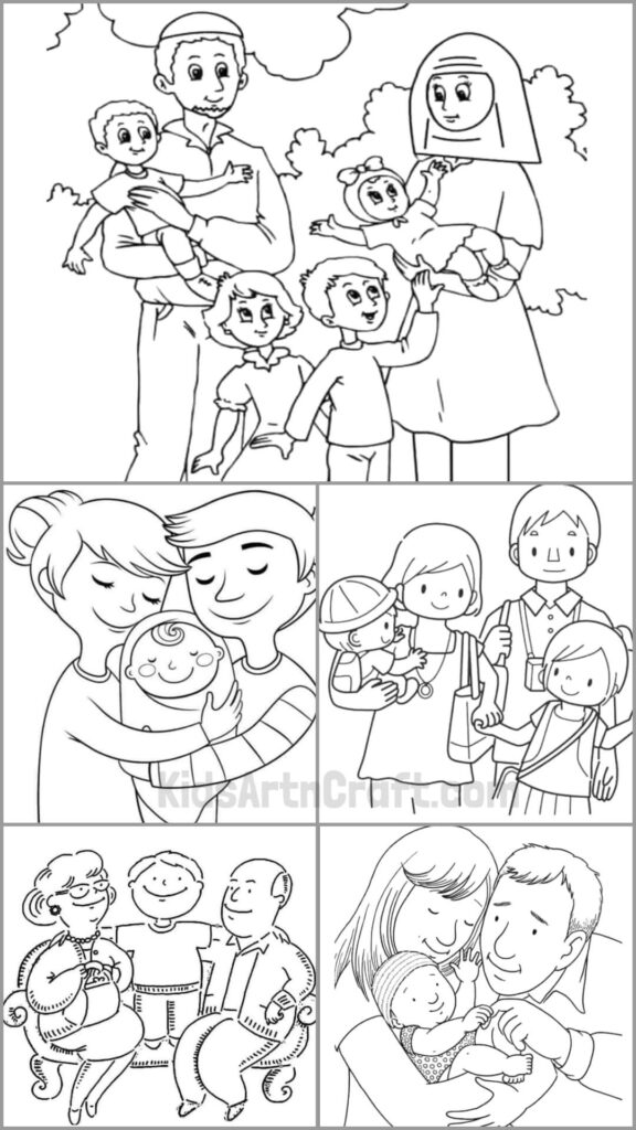 Awesome Family Moments Coloring Pages For Kids - Kids Art & Craft