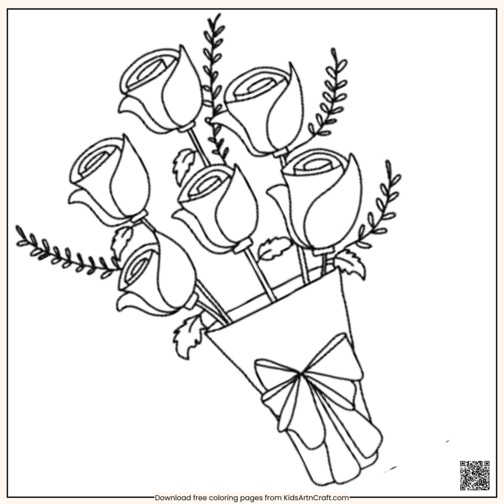 Lovely Flower Coloring Page Worksheet for Children - Free Printable ...
