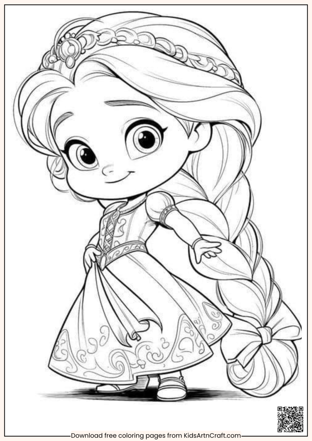 Cute Princesses Coloring Pages For Children - Free Worksheet Printable ...