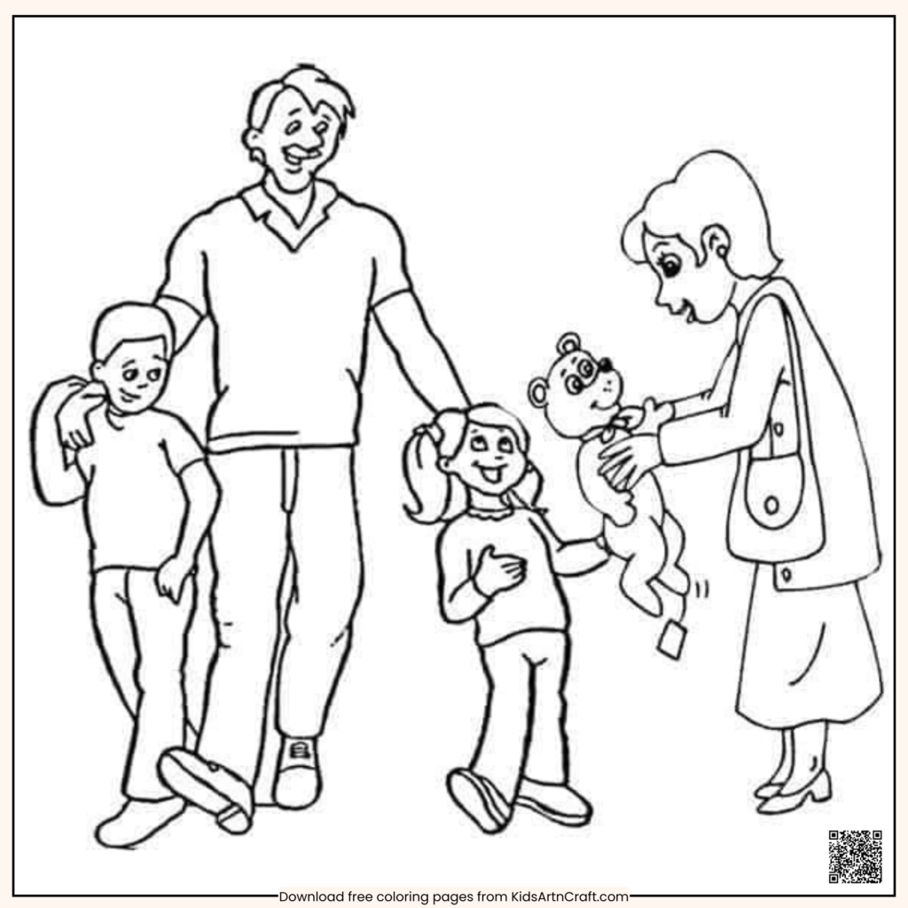 Awesome Family Moments Coloring Pages For Kids - Kids Art & Craft