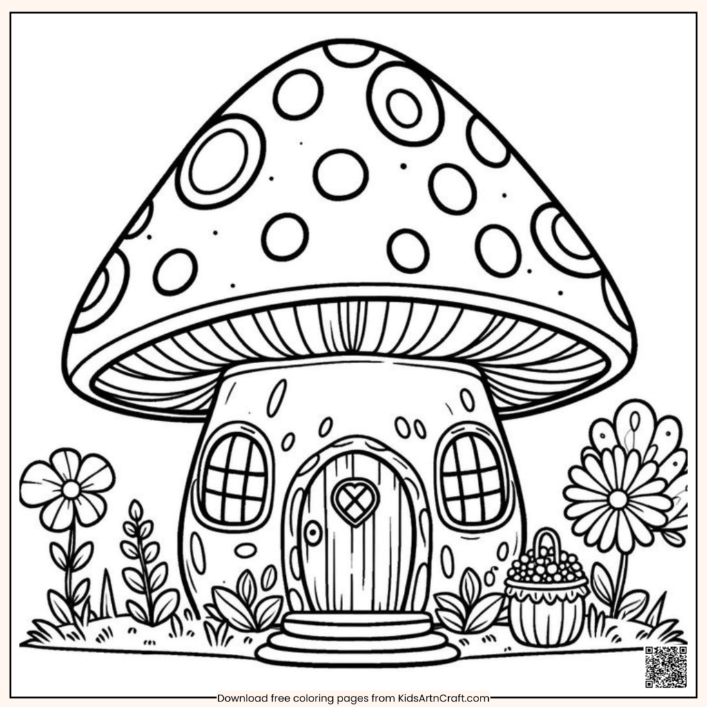 Creative Mushroom House Coloring Pages For Kids - Kids Art & Craft