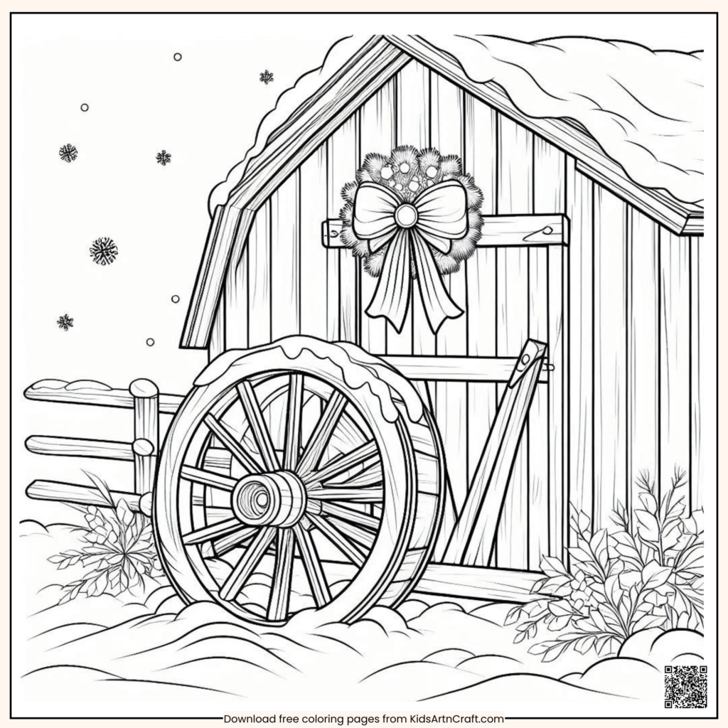 Celebrate Christmas Spirit with a Farm Theme Coloring Page for Kids ...