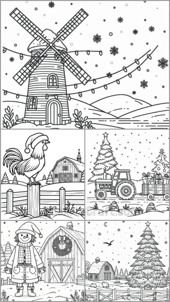 Celebrate Christmas Spirit with a Farm Theme Coloring Page for Kids ...