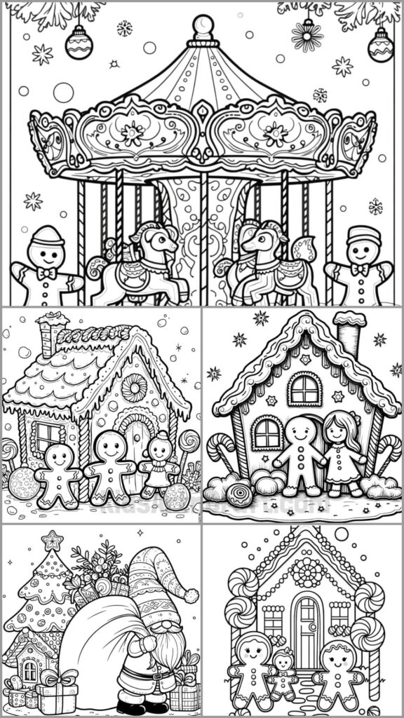 Christmas-Themed Gingerbread Coloring Worksheet for Kids - Kids Art & Craft