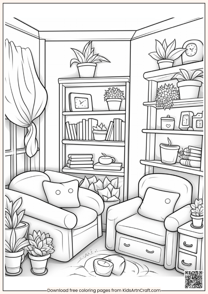 Room Coloring Pages For Kids With Parents - Kids Art & Craft