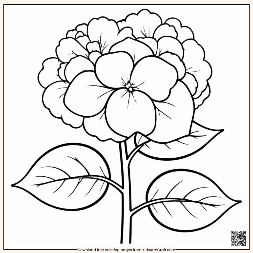Lovely Flower Coloring Page Worksheet for Children - Free Printable ...