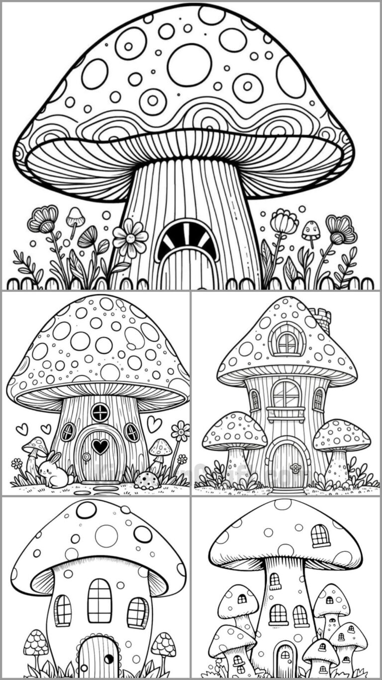 Creative Mushroom House Coloring Pages For Kids - Kids Art & Craft
